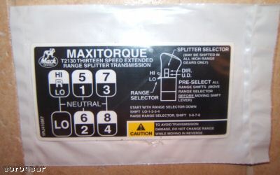 Mack T2130 Transmission 13 speed shift pattern | eBay